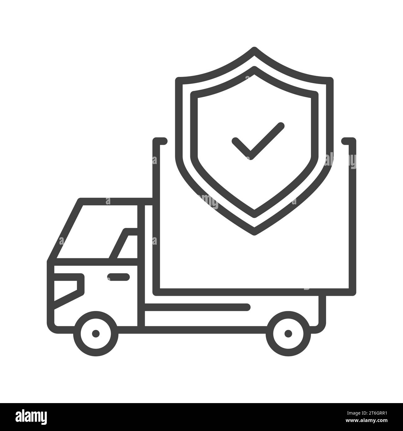 Shield and Delivery Truck vector Cargo Insurance concept linear icon or ...