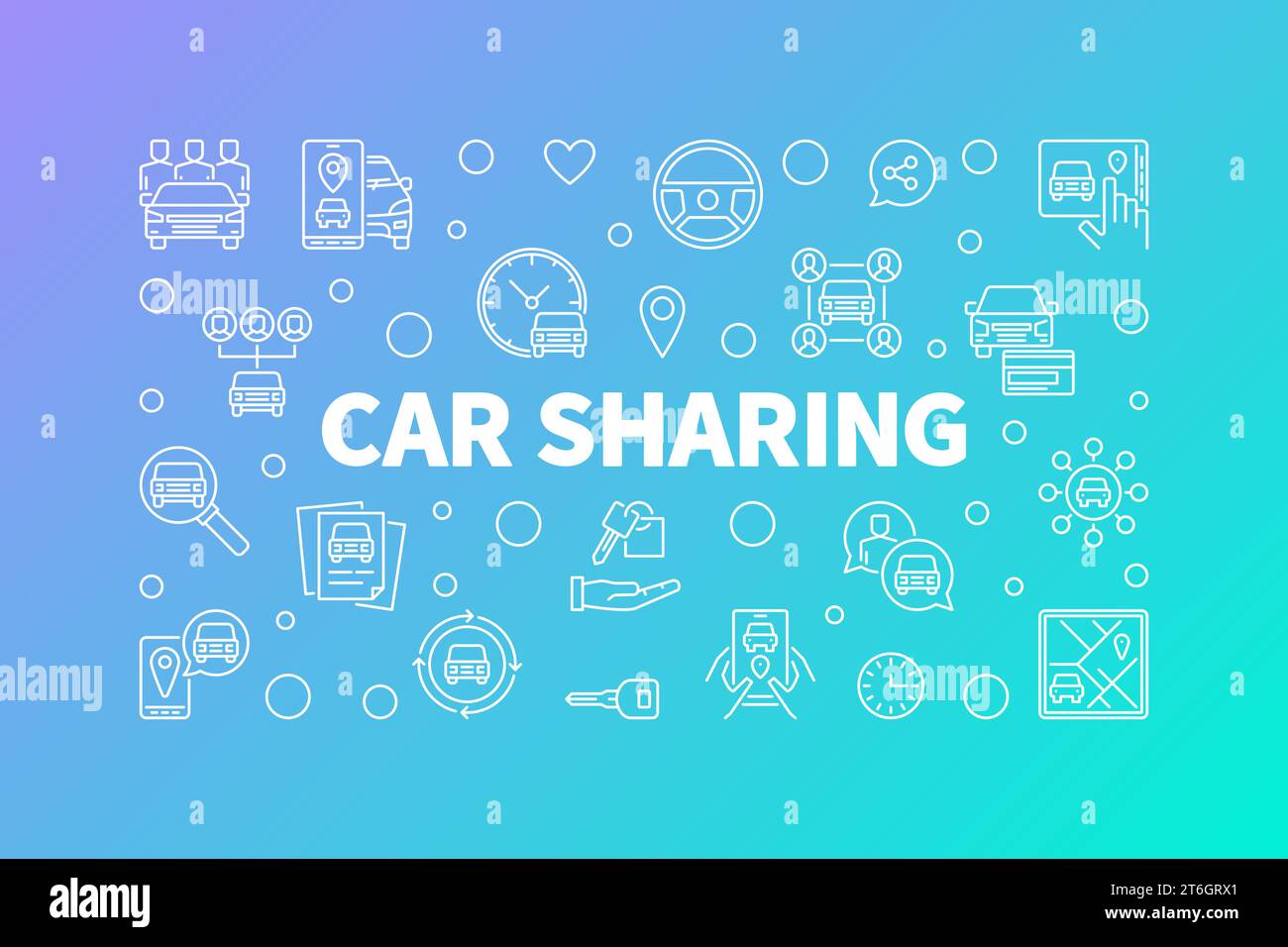 Car Sharing outline minimal banner - Carsharing concept vector ...