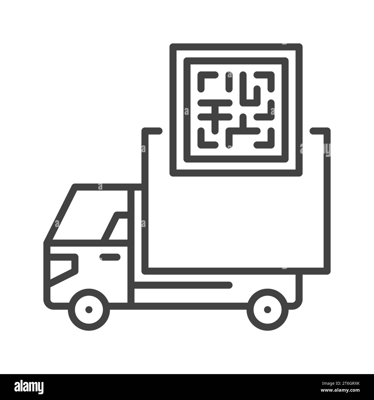 QR Code and Delivery Truck vector concept thin line icon or symbol ...