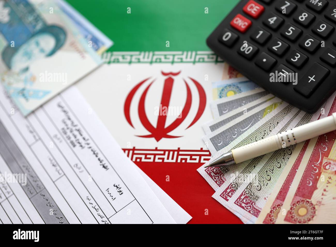 Iranian annual income tax return form F20-25-006 ready to fill on table ...