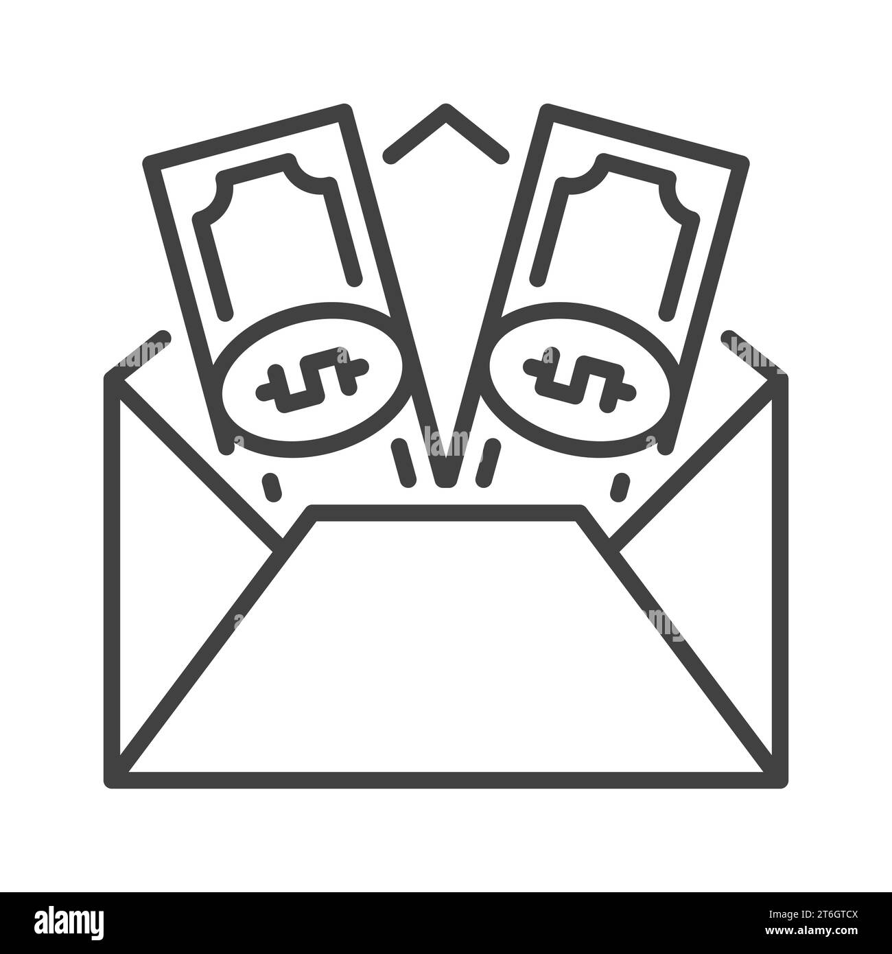 Envelope with Dollar Money vector Salary concept outline icon or symbol ...