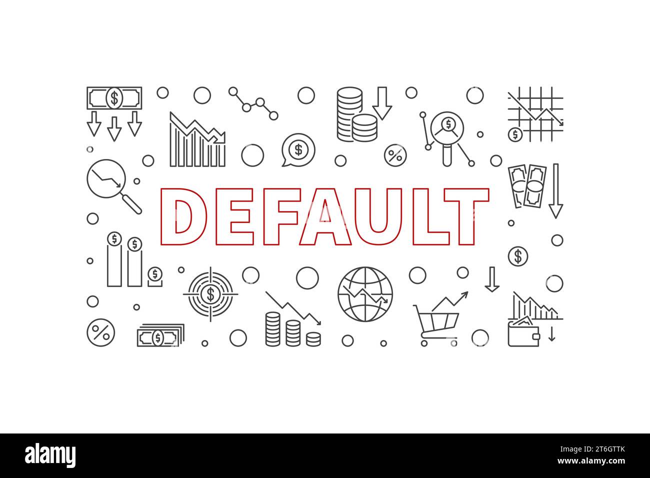 Default vector concept horizontal banner. Economic Crisis illustration ...
