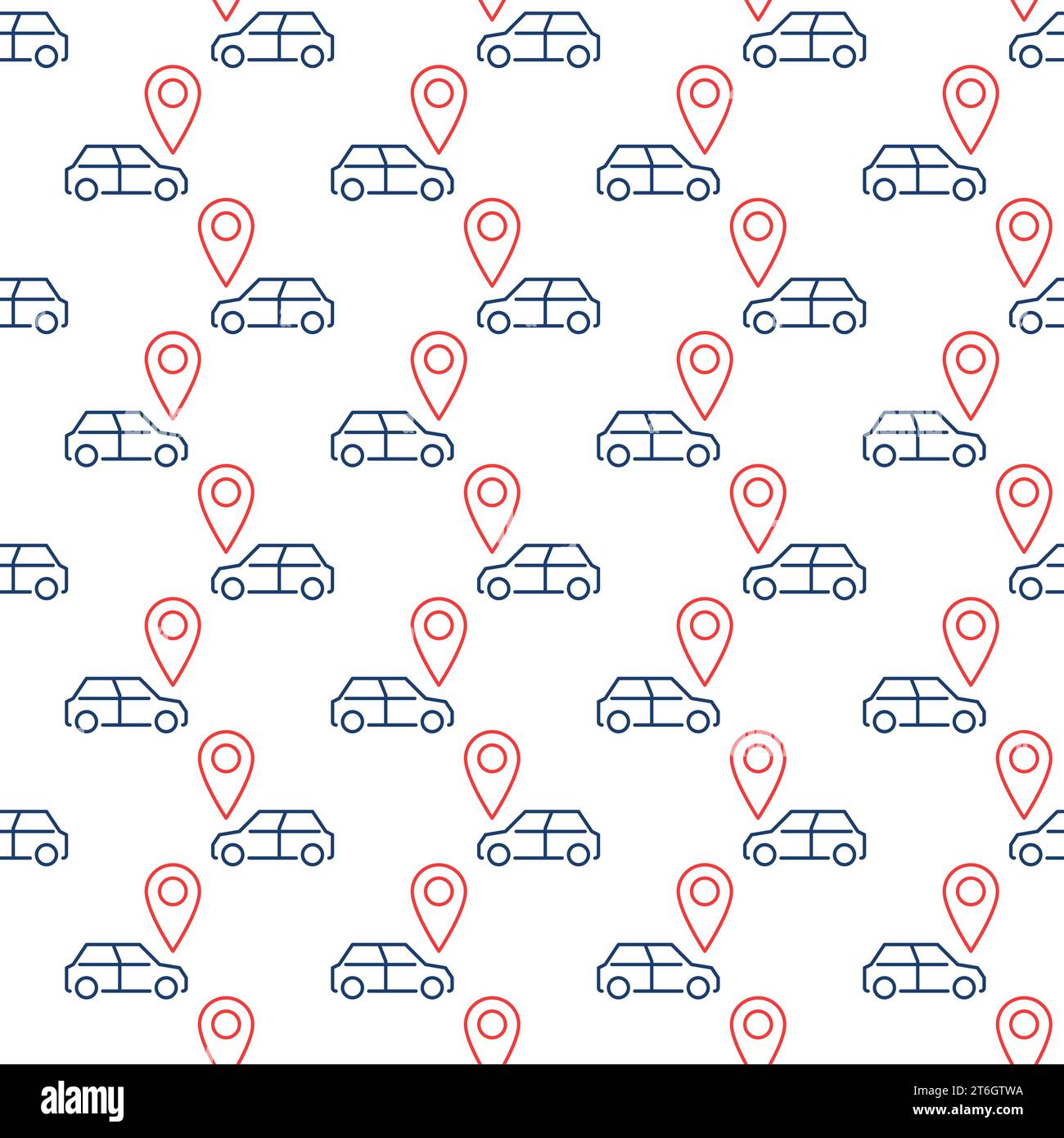 Car and Red Map pointer vector Location concept thin line seamless ...