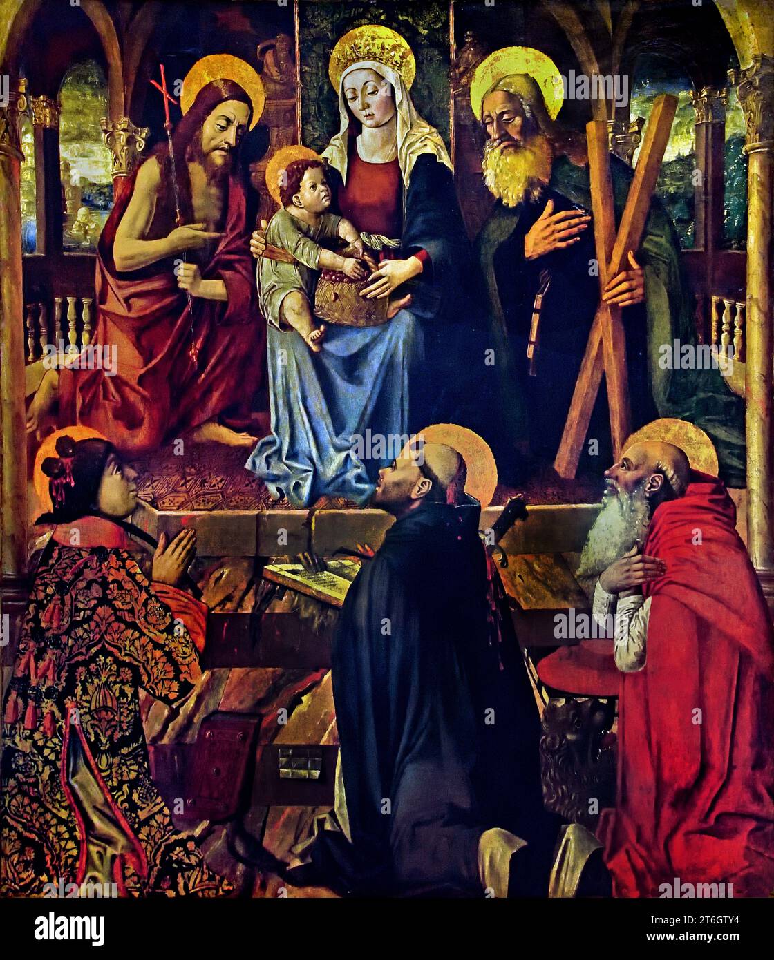 Virgin with the Child and saints. In the lunette, martyrdom of Saint ...