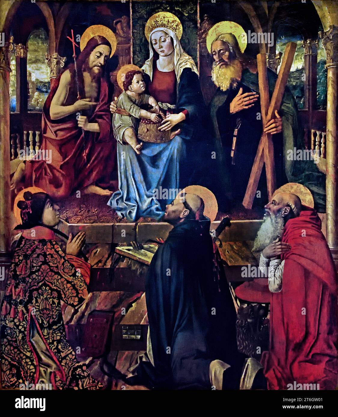Virgin with the Child and saints. In the lunette, martyrdom of Saint ...