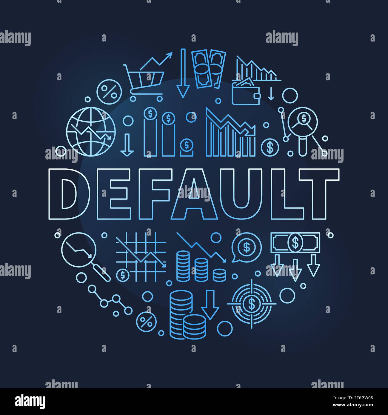 US Dollar Default vector concept circle shaped blue banner. Finance ...