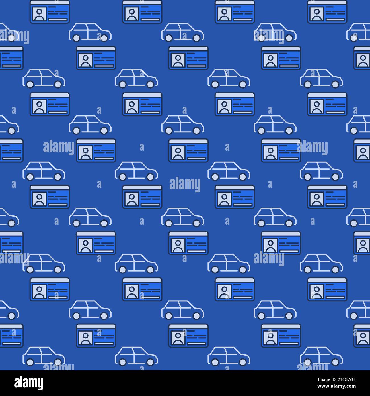 Driving License and Car vector Driver ID concept blue seamless pattern ...
