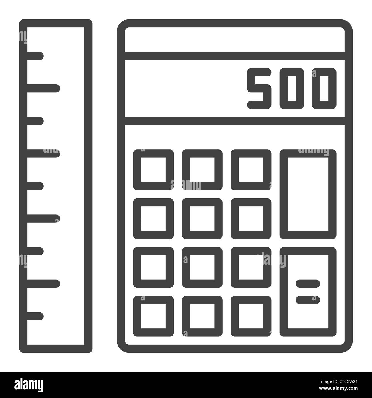Calculator with Ruler vector Math Education concept icon or symbol in ...