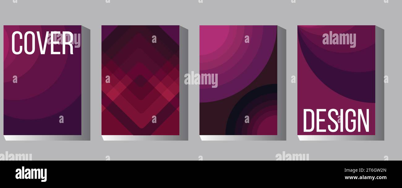 Abstract purple color cover design template. Geometric gradient ...