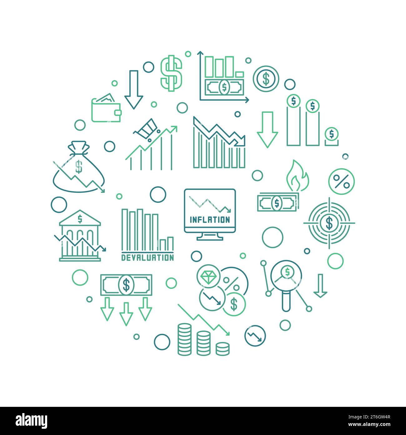 Economic Collapse vector concept round creative outline banner ...