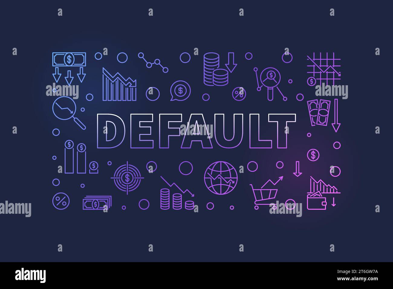 Default vector Finance concept horizontal colorful banner - Recession ...