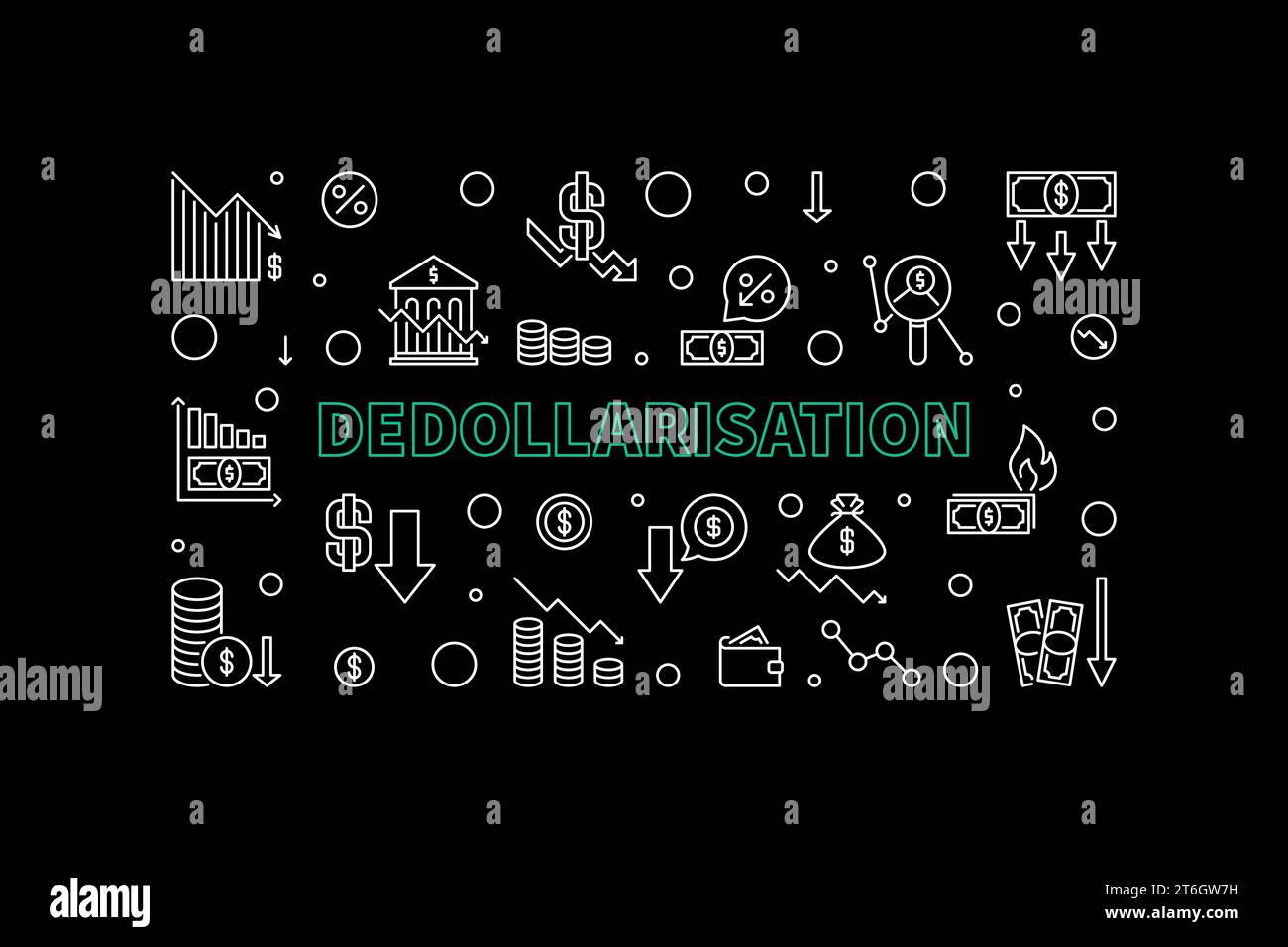 Dedollarisation vector concept horizontal banner - World Economy USD ...