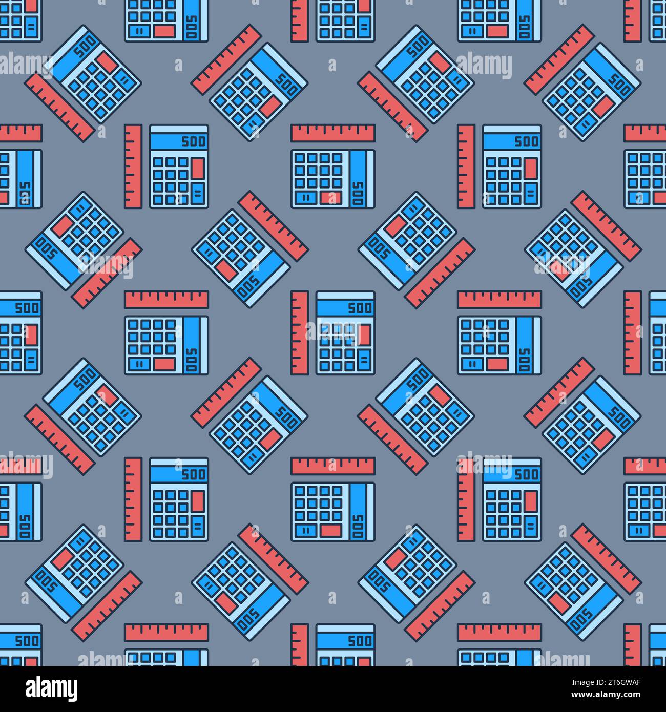 Calculator with Ruler vector Mathematics concept colored seamless ...