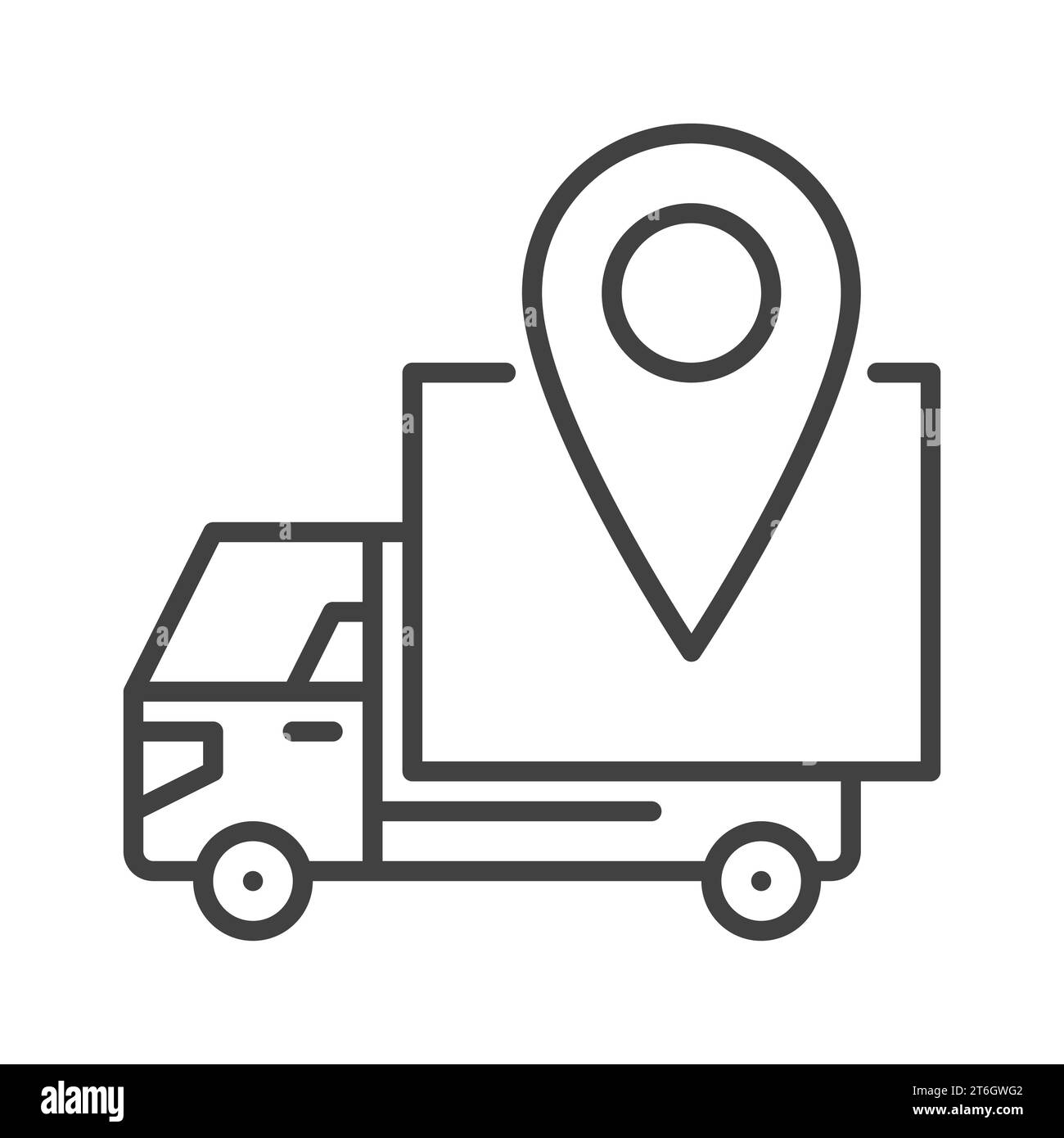 Delivery Truck with Geo Pin vector Location concept outline icon or ...