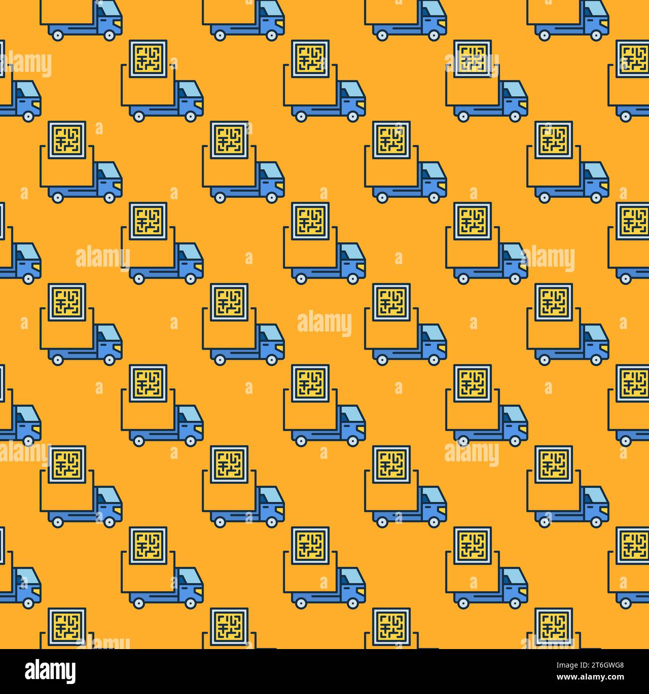 Delivery Truck and QR Code vector concept colored seamless pattern ...