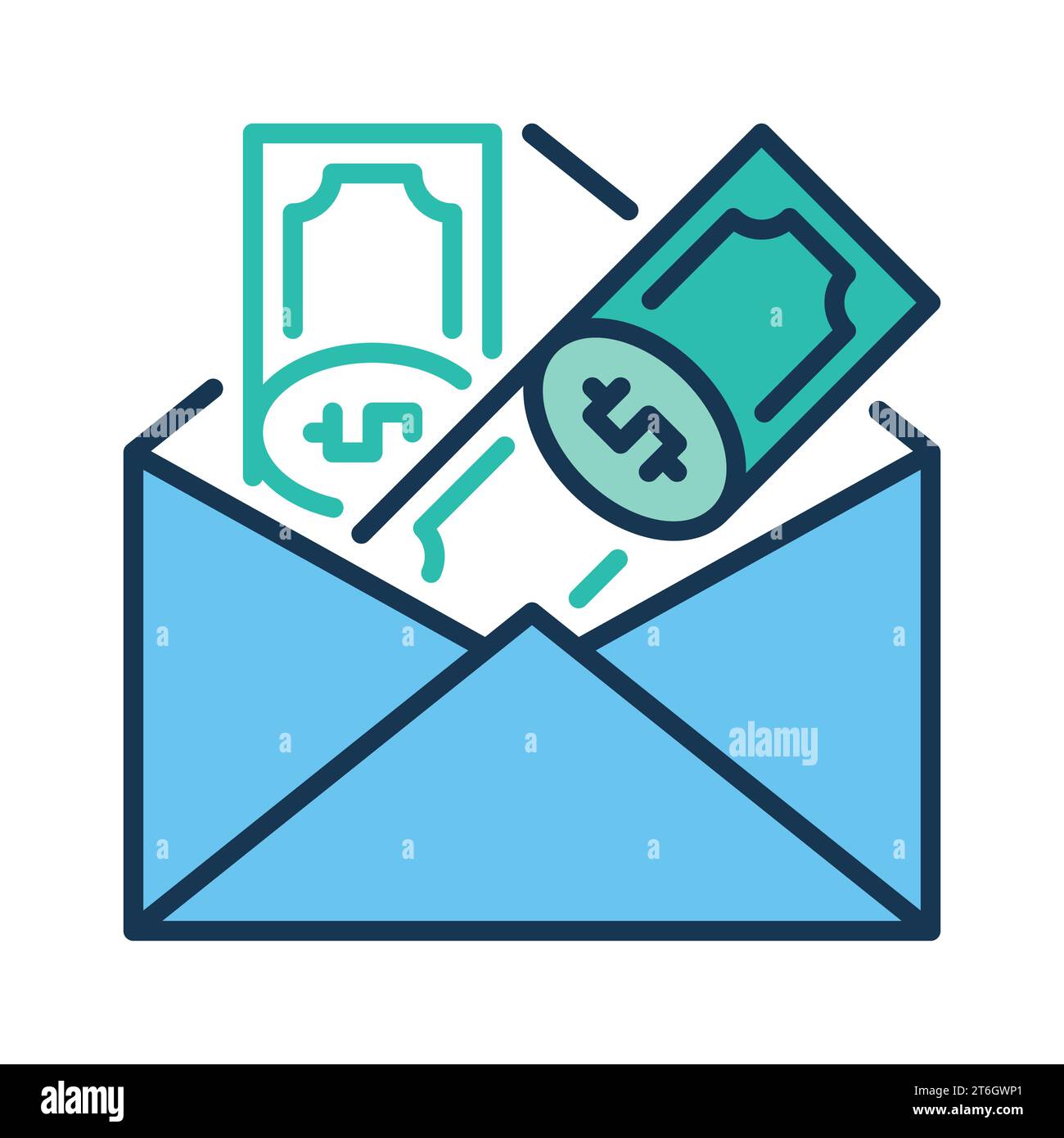 Envelope with Dollar Banknotes vector Money concept colored icon or ...