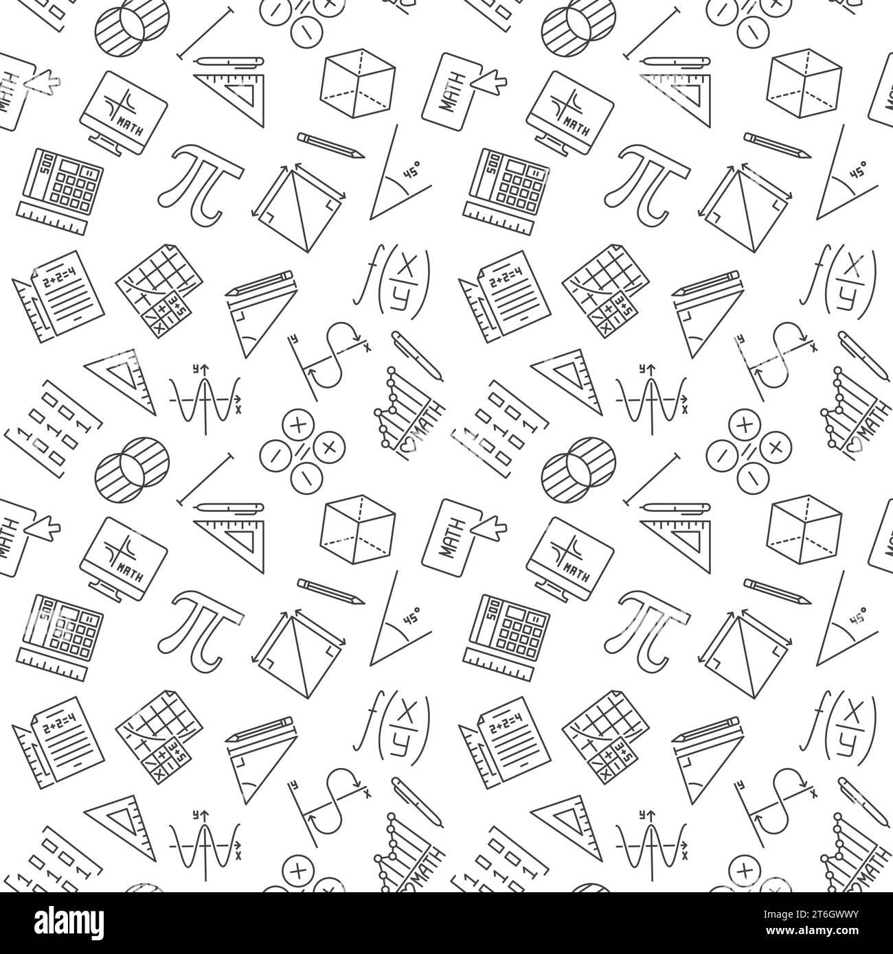 Mathematics Education outline seamless pattern - Math concept vector ...
