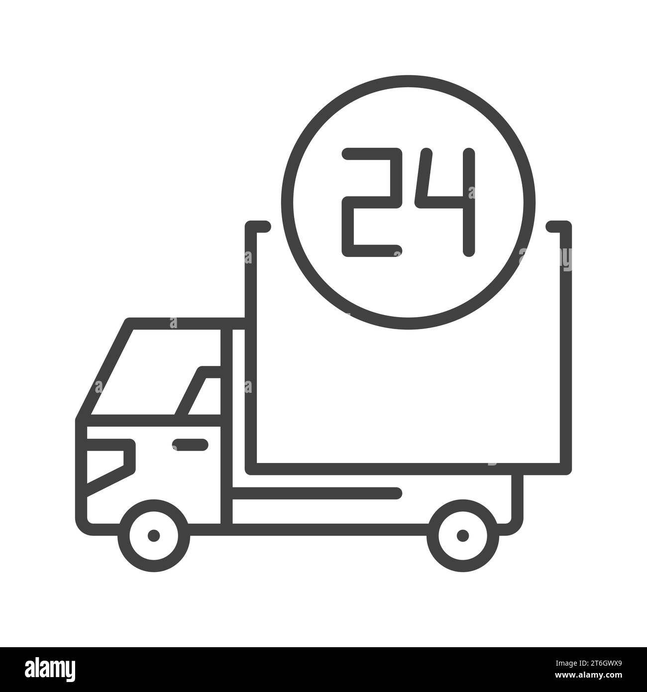 Round the Clock Truck Delivery vector concept outline icon or symbol ...