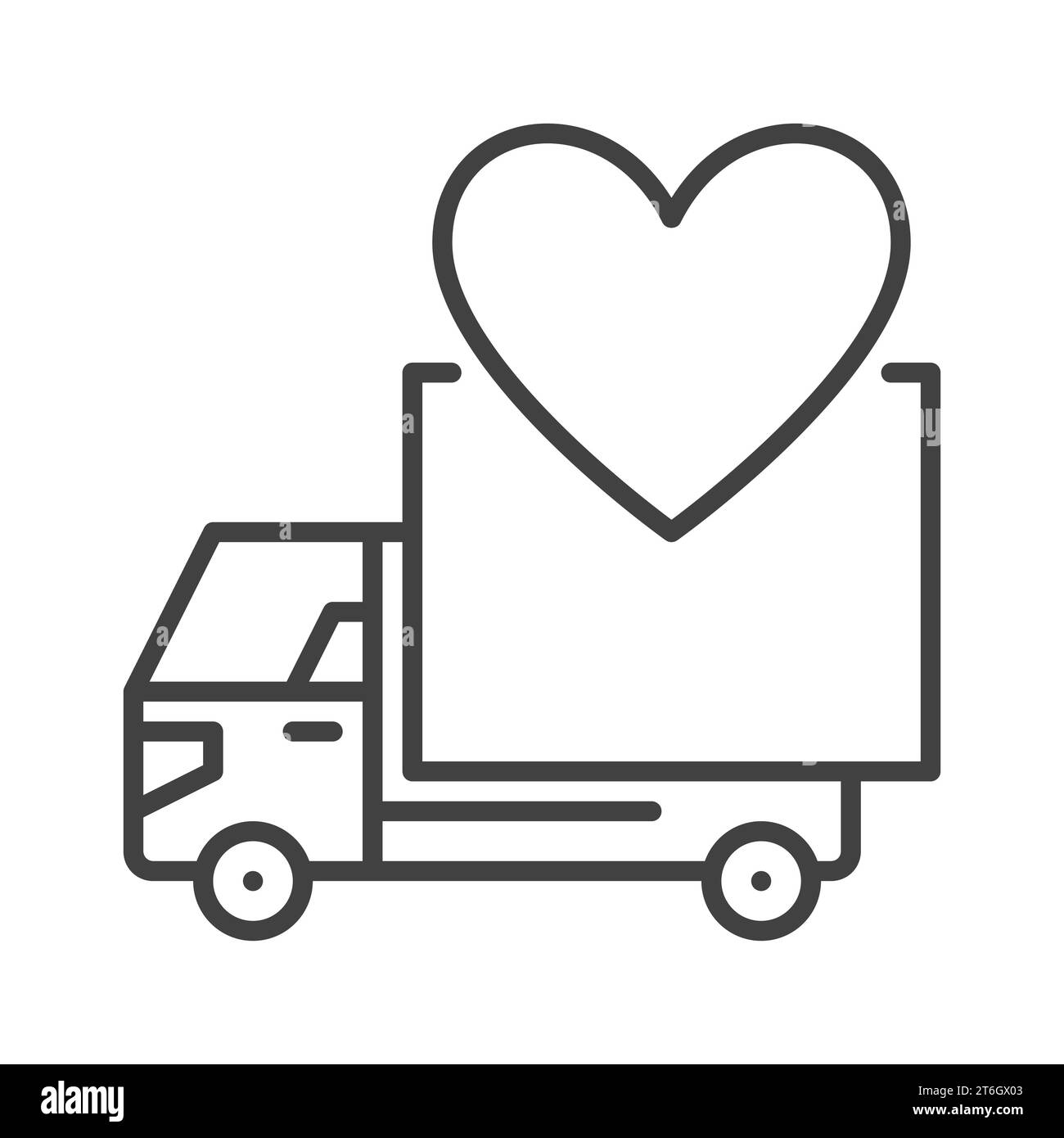 Heart and Delivery Truck vector concept linear icon or symbol Stock ...