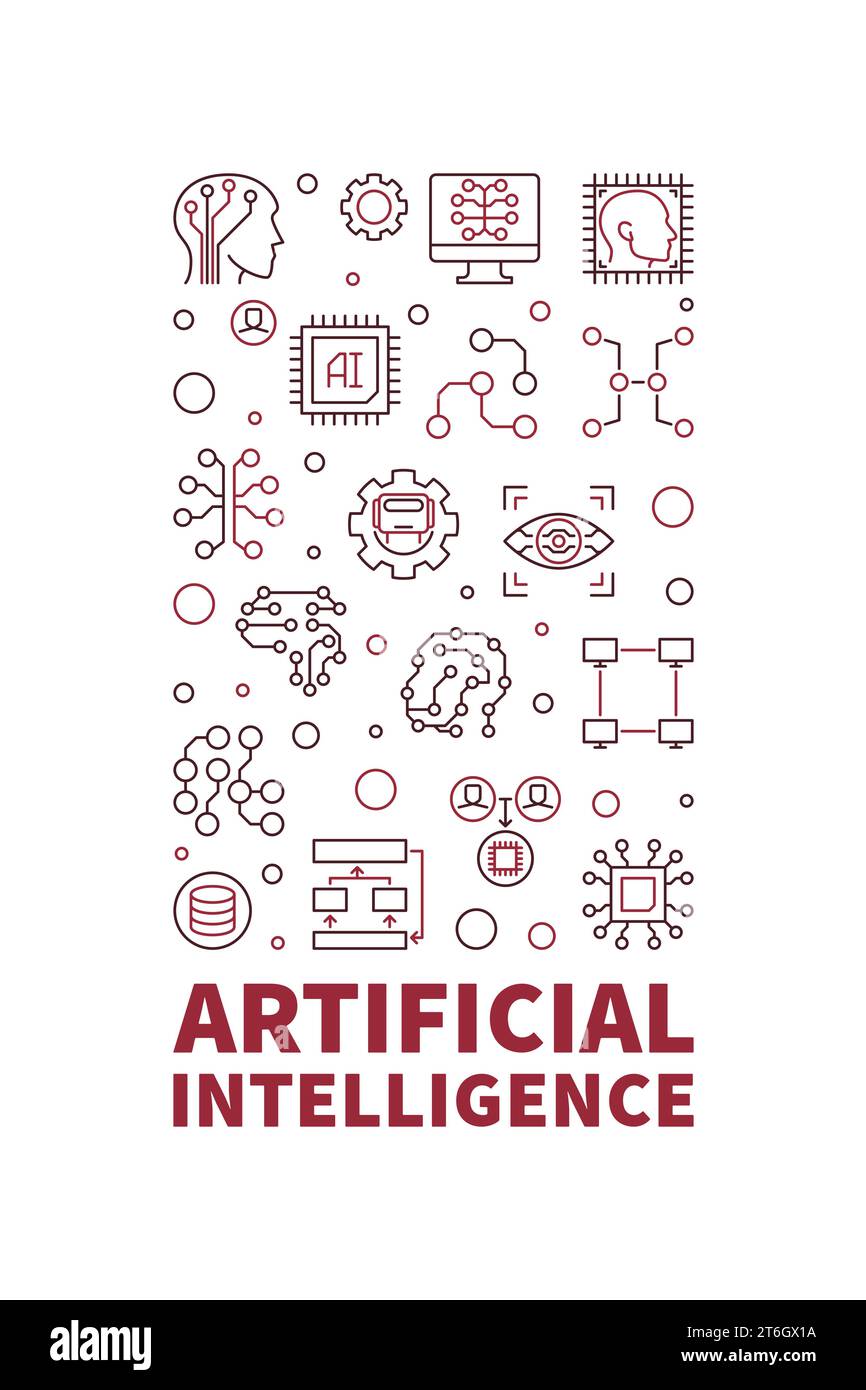 Artificial Intelligence - AI Technology concept vertical thin line ...