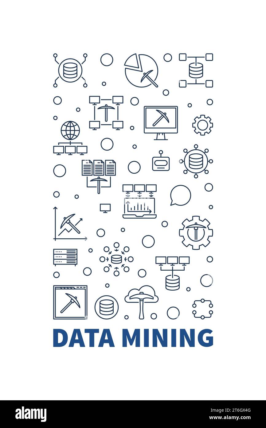 Data Mining Vertical Banner In Outline Style Database Systems Concept