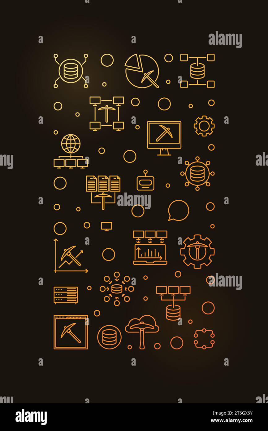 Data Mining Vertical Golden Outline Banner Database Analytics Concept