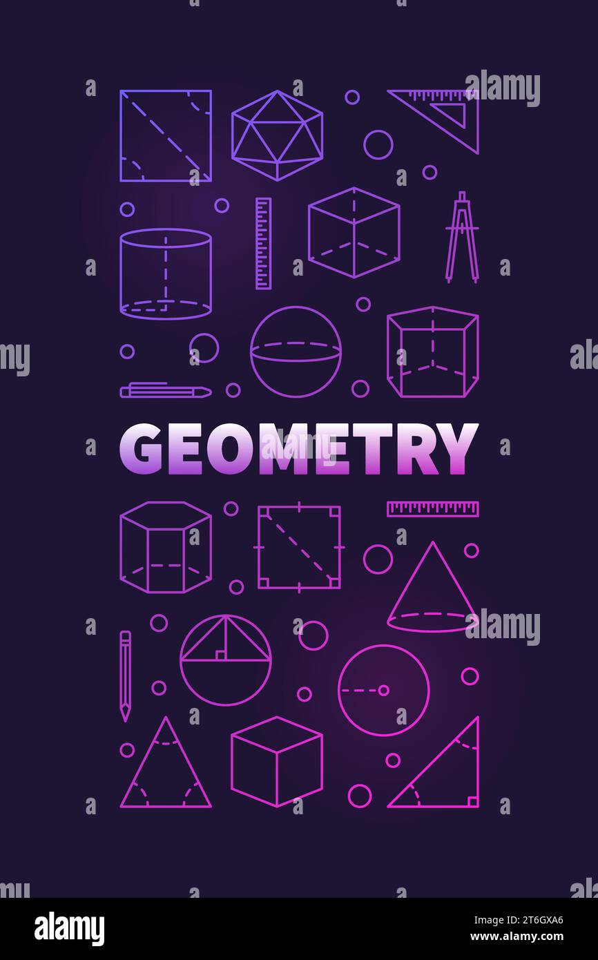 Geometry concept vector outline colored vertical banner or illustration ...