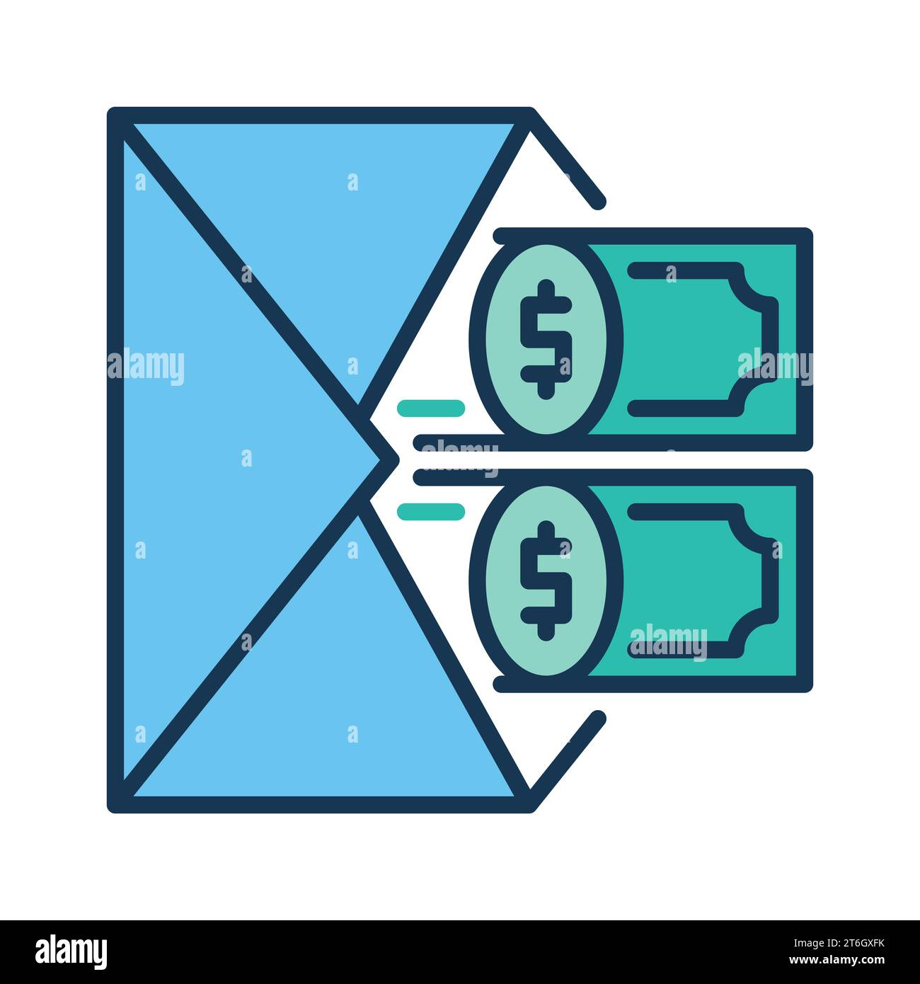 Envelope with Pair of Dollar Banknotes vector Bribe concept colored ...