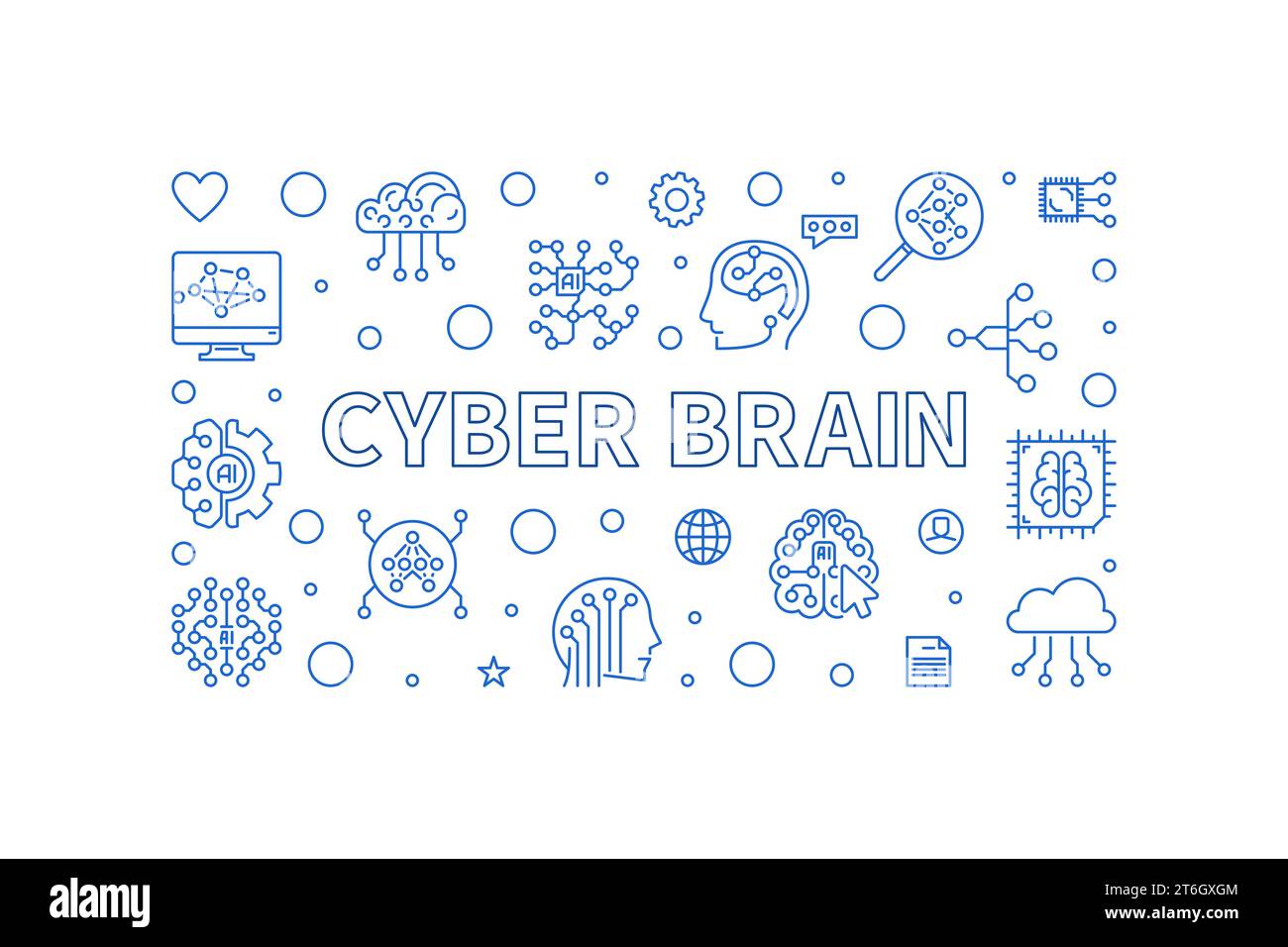 Cyber reality brain machine Stock Vector Images - Alamy