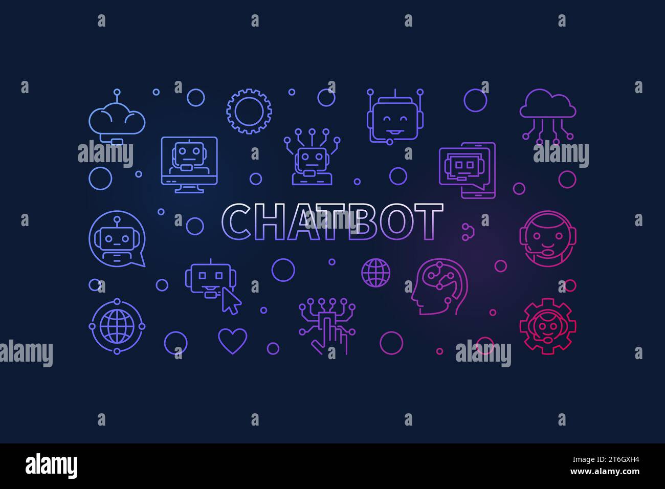 Chatbot Concept Thin Line Colorful Banner Artificial Intelligence