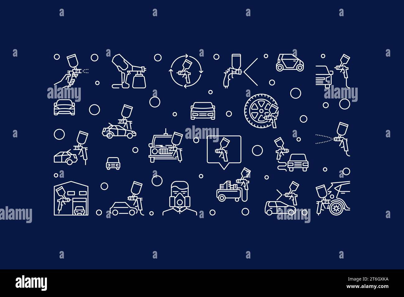 Automotive paint with Spray Guns vector concept outline horizontal ...