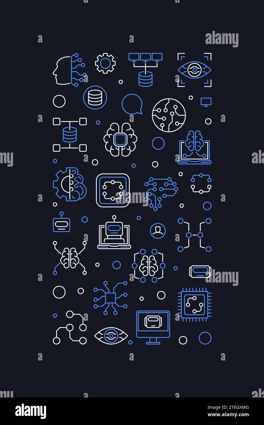 Machine Learning - ML vertical creative banner in linear style - New ...