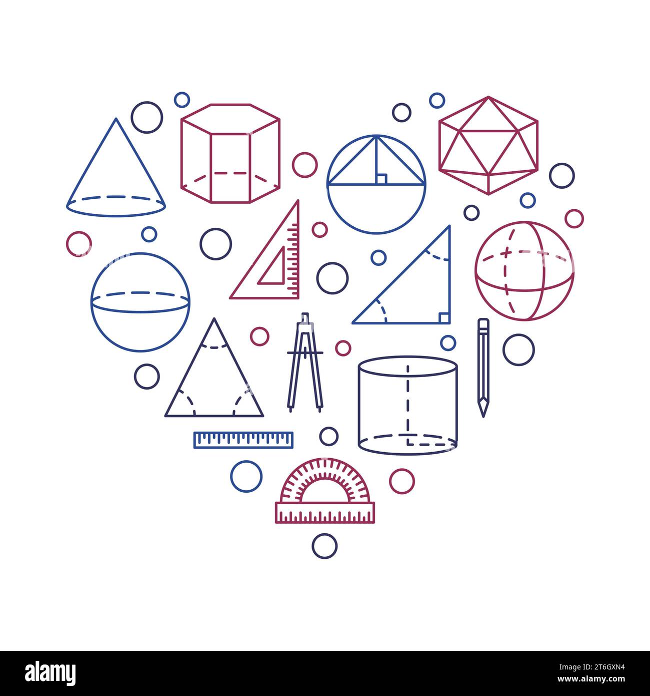 Geometry Heart Creative Vertical Outline Banner I Love Geometry Science Concept Heart Shaped