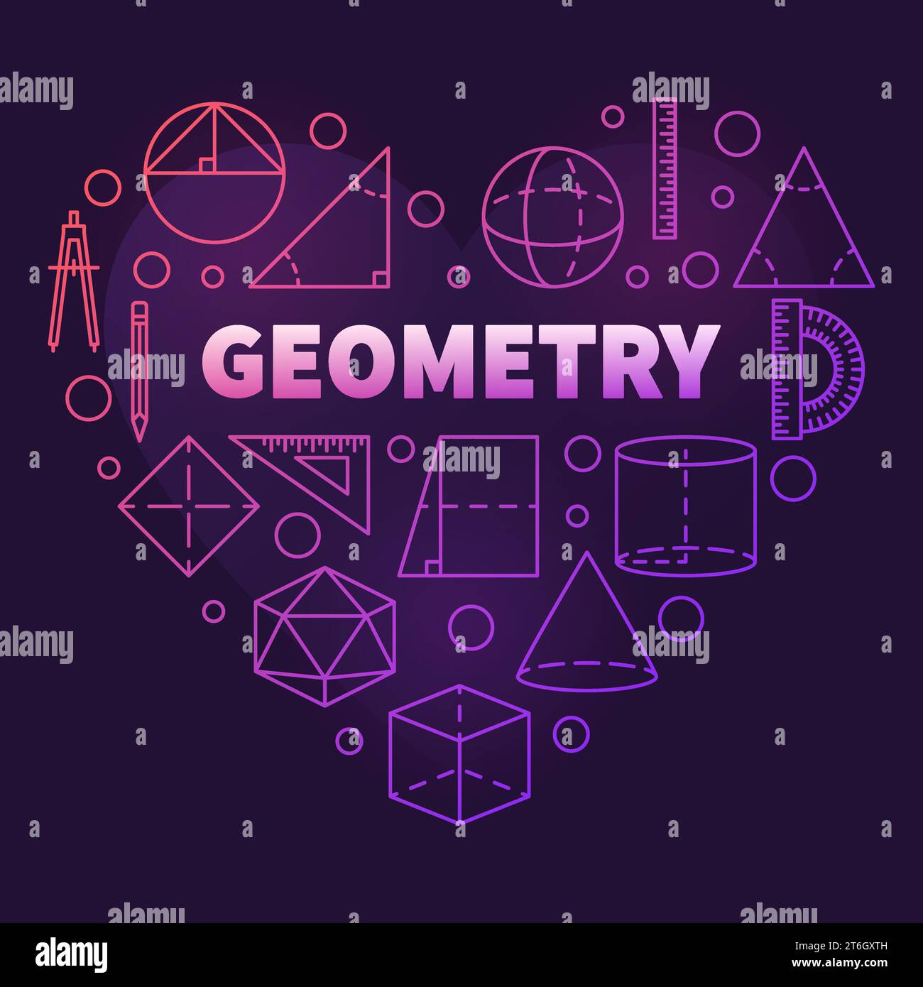 Geometry vector School Discipline concept outline heart-shaped modern ...