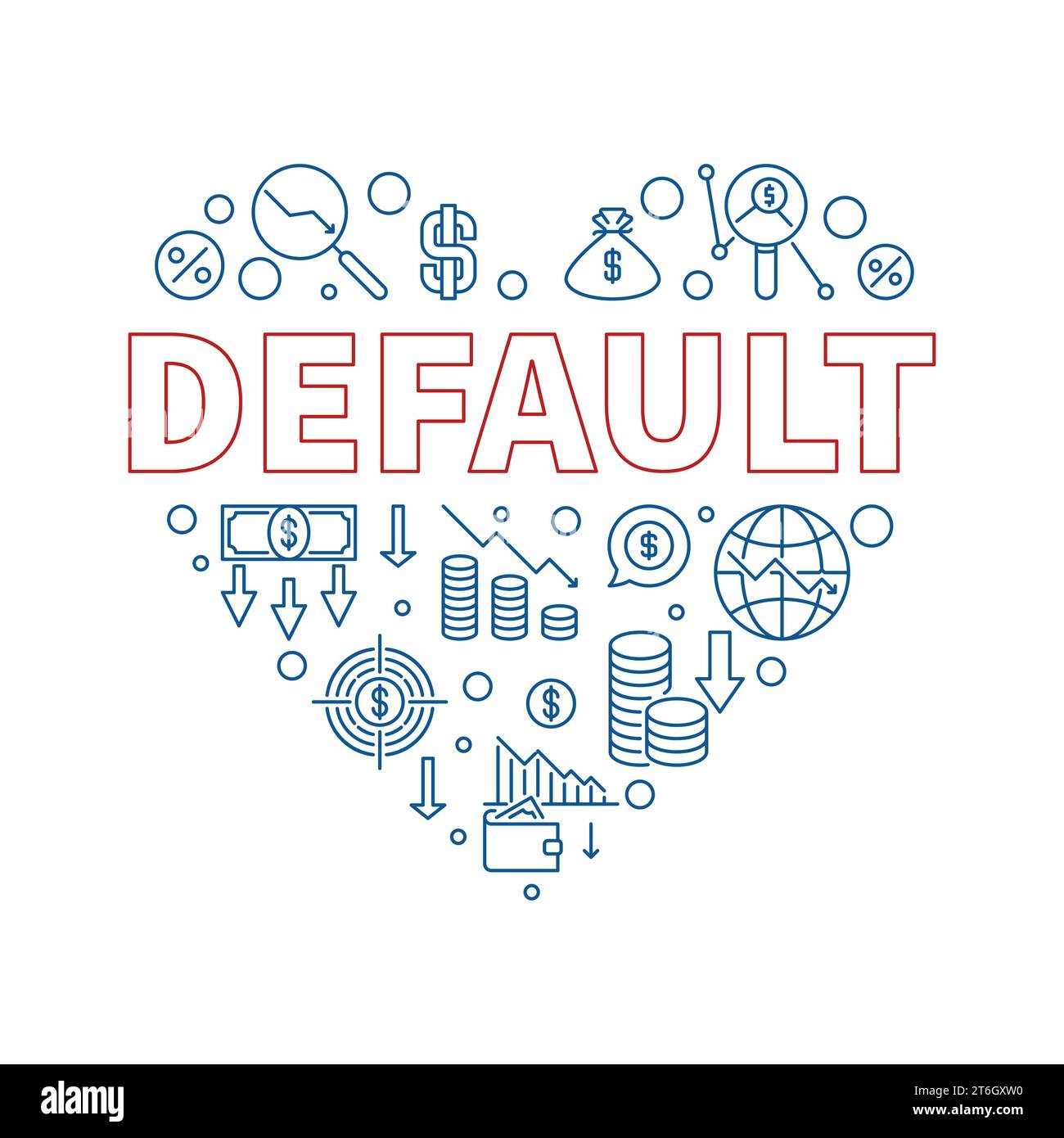 Default Finance Heart vector concept banner. Banking Crisis ...