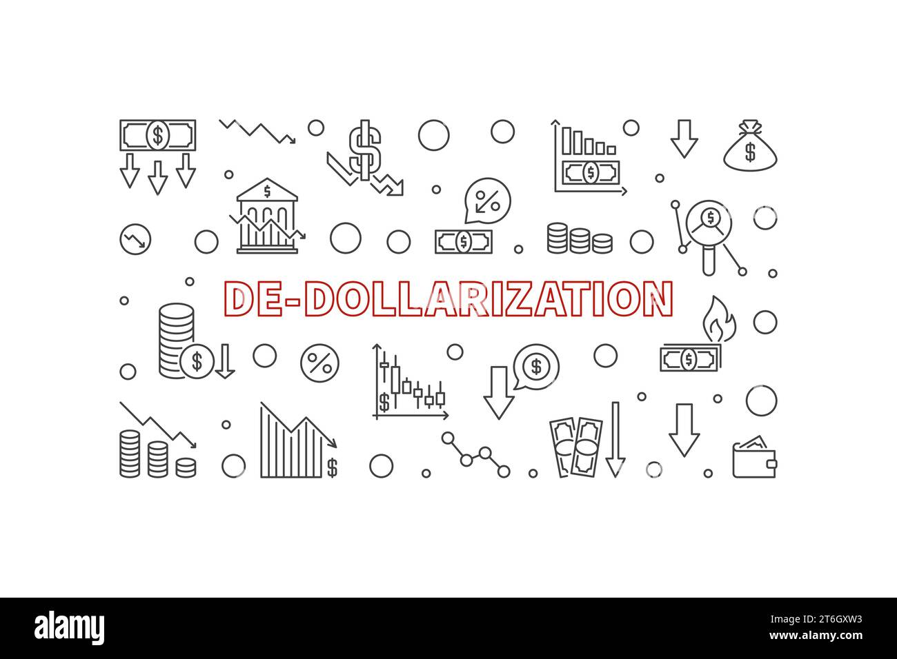 De-Dollarization vector Geopolitics concept horizontal banner. Dollar ...
