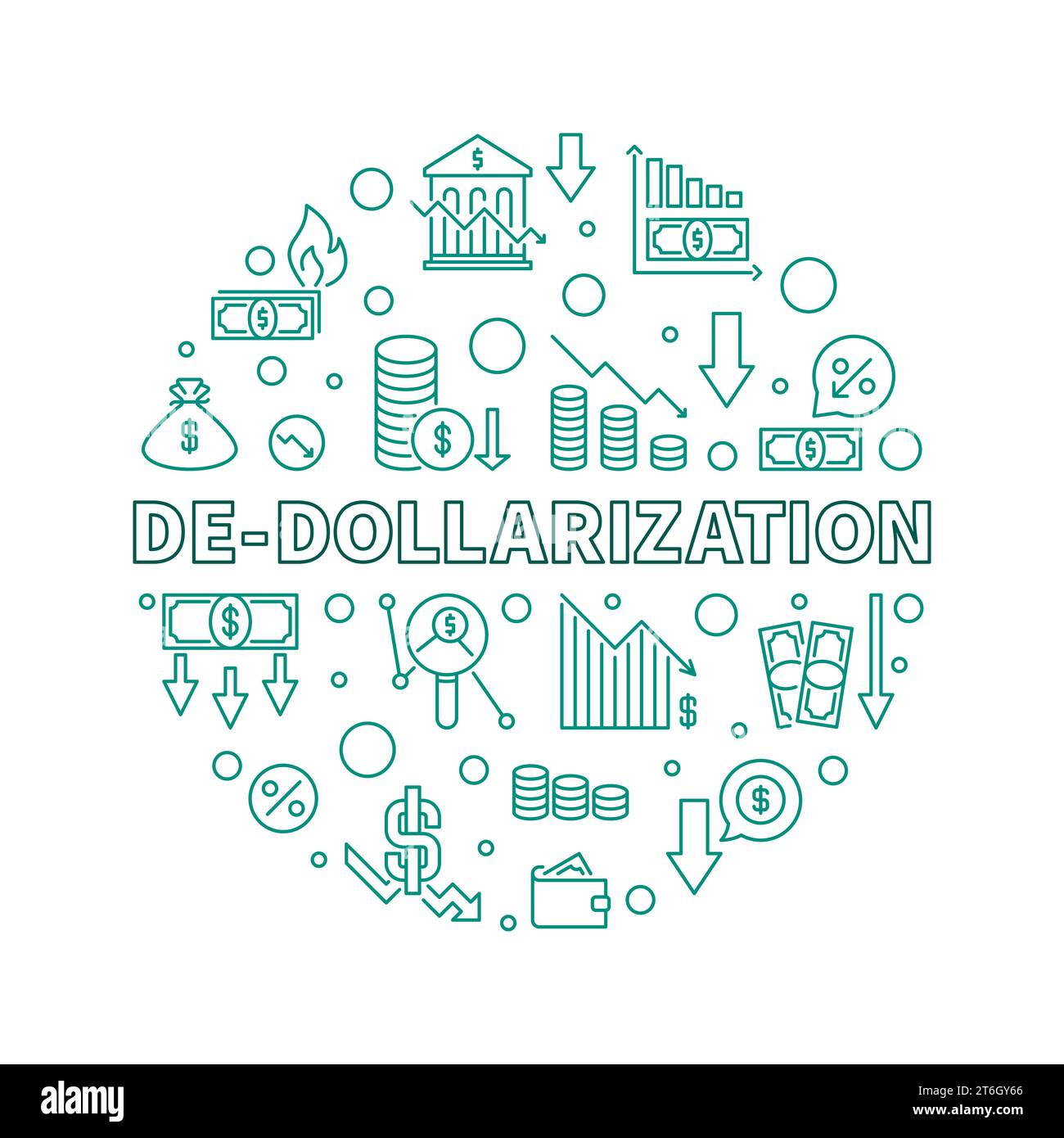 De-Dollarization vector concept round outline banner - Dollar US ...