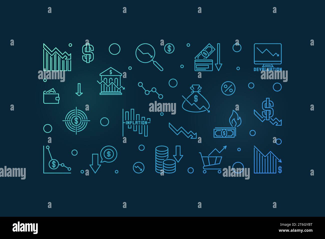 World Financial Crisis vector horizontal blue banner - Economics ...