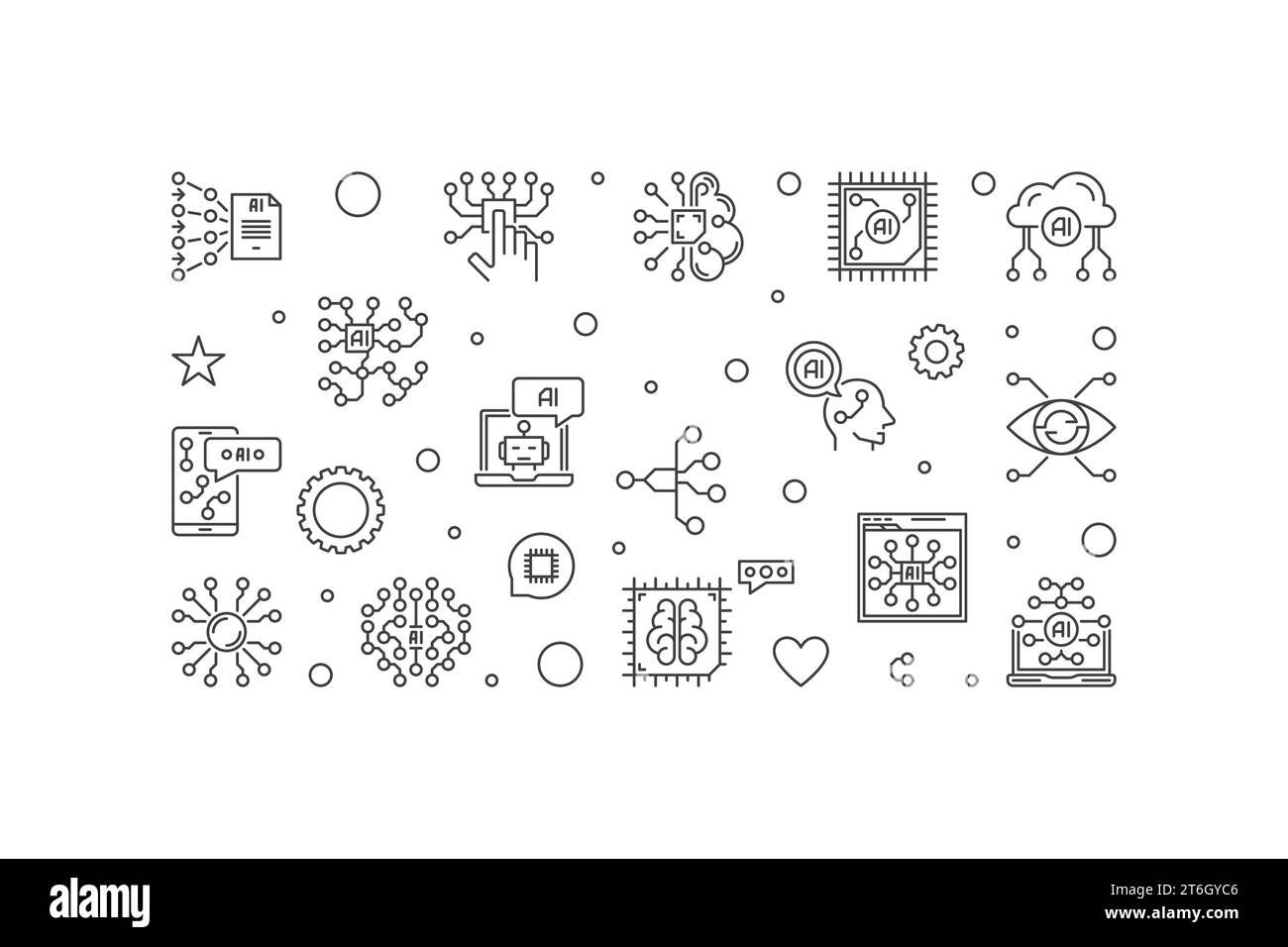 Artificial Neural Networks Concept Thin Line Horizontal Minimal Banner Vector Information