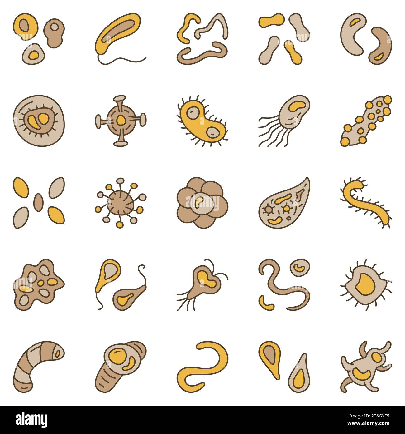 Bacteria And Microbes Colored Icons Set Viruses Or Microorganisms