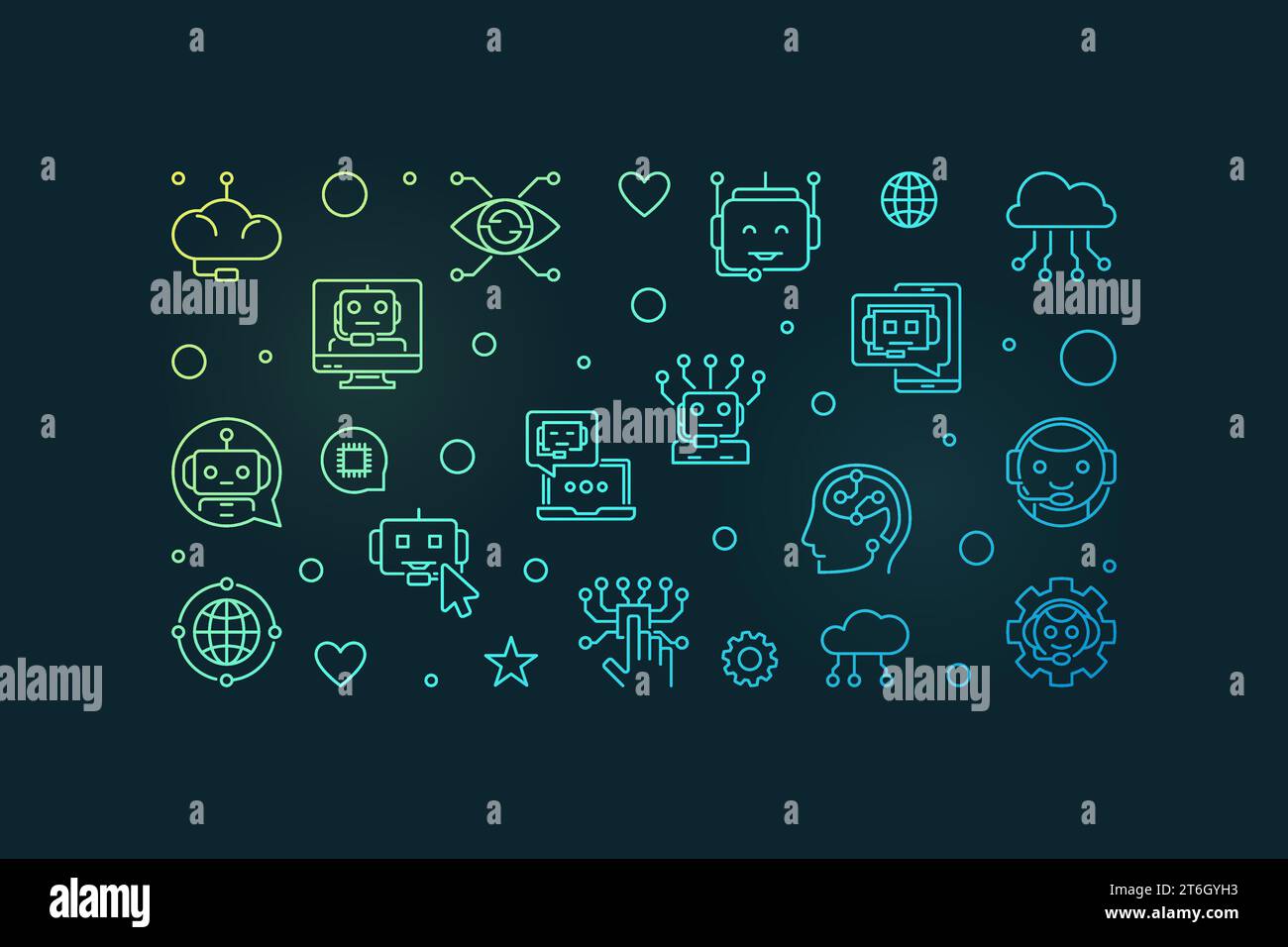 Chatbot Concept Thin Line Horizontal Vector Modern Banner Chatterbot