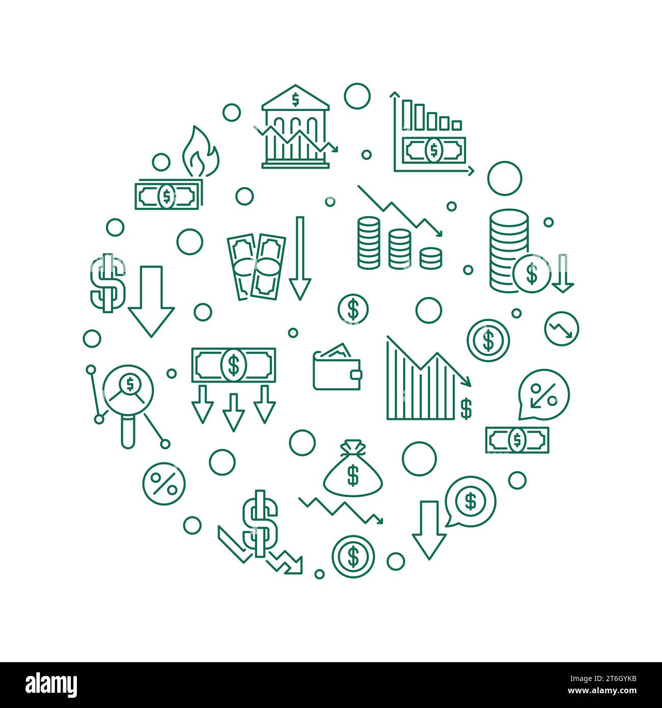 Dedollarisation vector concept round outline banner. World Economy US ...