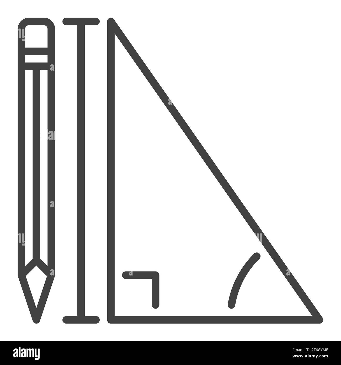 Pencil and Math Triangle vector concept thin line icon or symbol Stock Vector Image & Art - Alamy