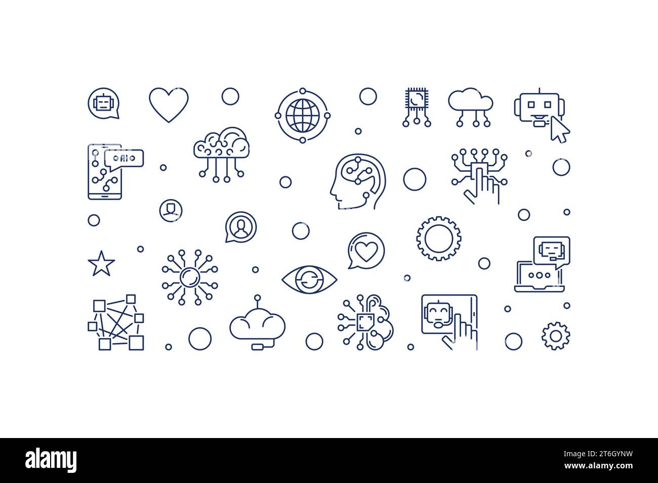 Technology concept outline minimal banner - vector Neural Network and ...