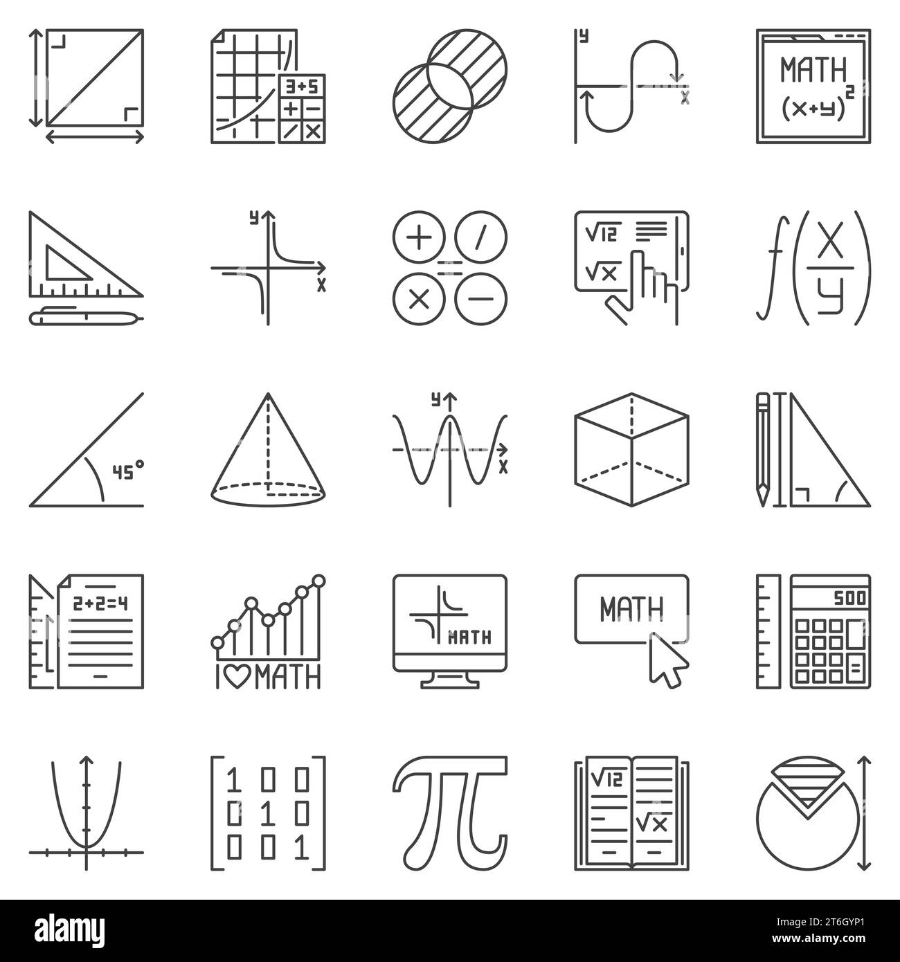 Set learning science symbols in Black and White Stock Photos & Images ...