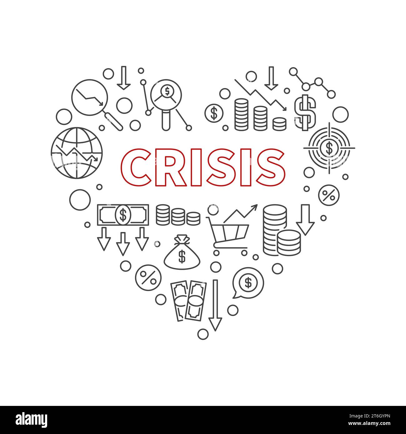 Crisis vector concept heart shaped banner. Economy Recession and ...
