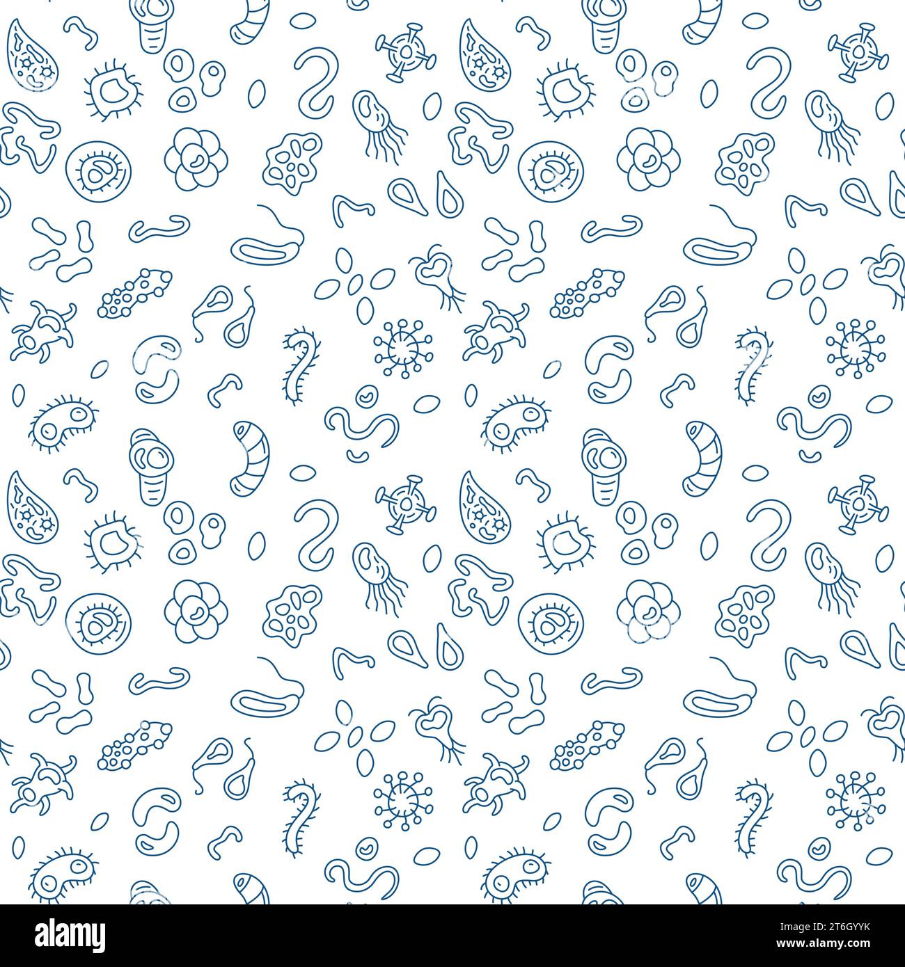 Dangerous Microbes and Bacteria vector Genetics concept linear seamless ...