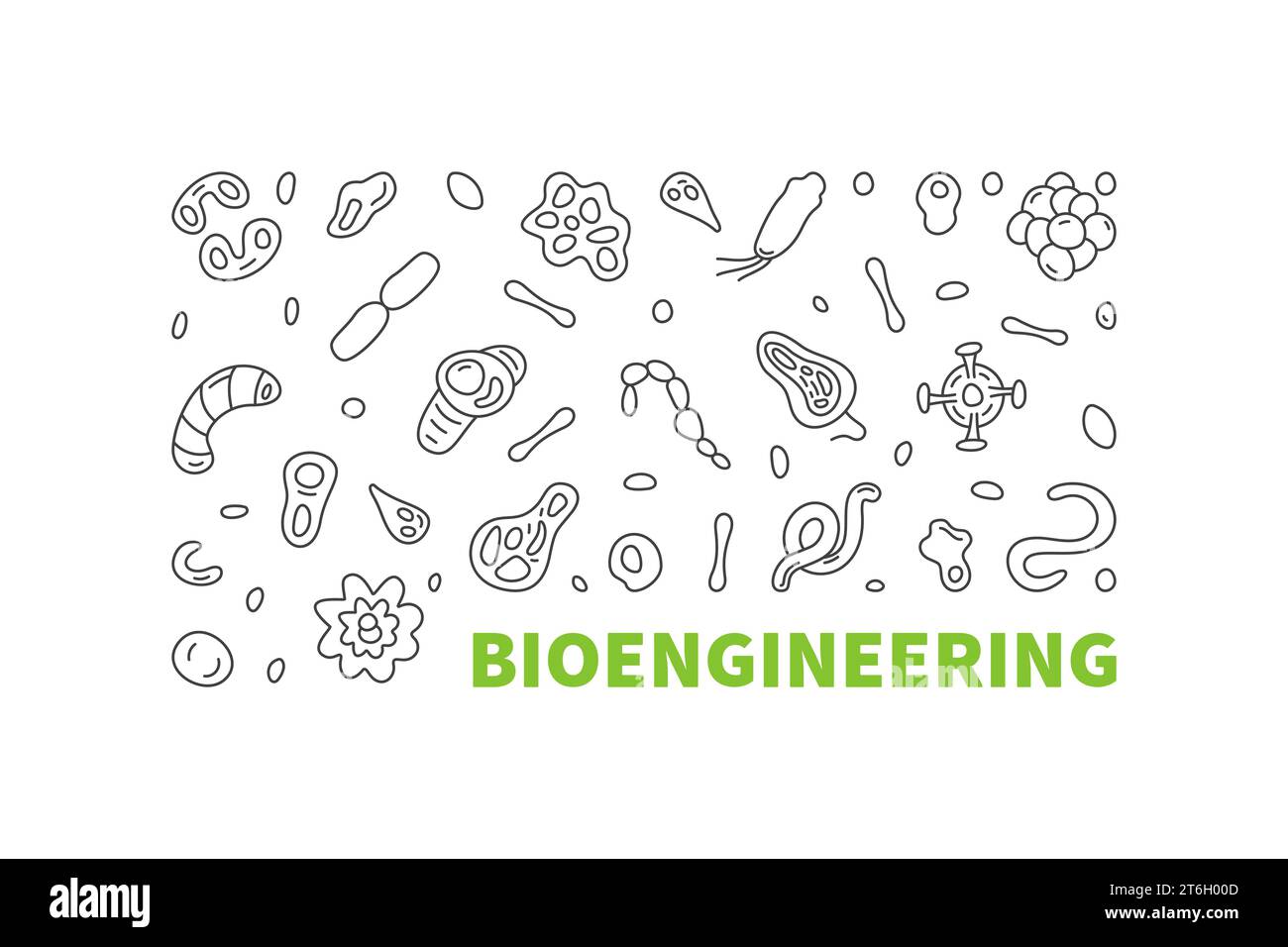 Bioengineering vector Science concept outline horizontal banner - Bio ...