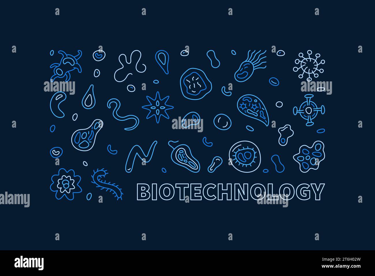 Biotechnology Science concept vector creative blue horizontal banner or ...