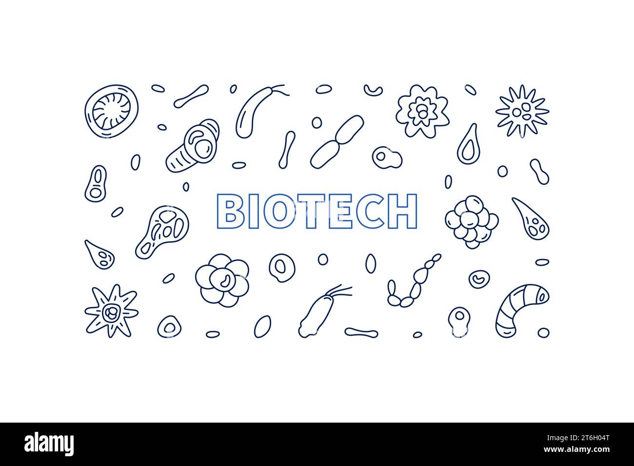 Biotech concept outline vector simple horizontal banner - Biotechnology ...